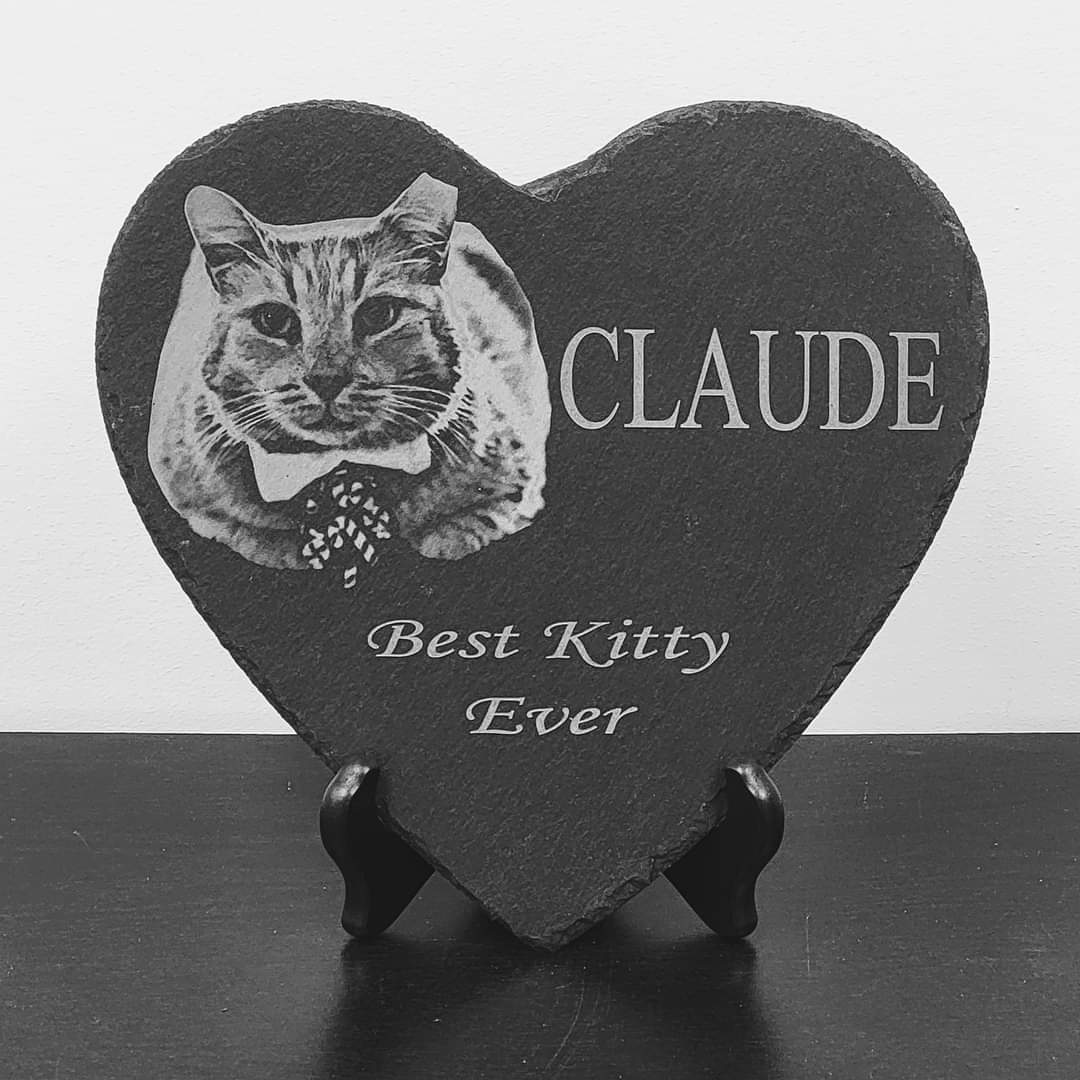 Laser Engraved Slate Heart Memorial Stone 9x9 | The Memorial Man