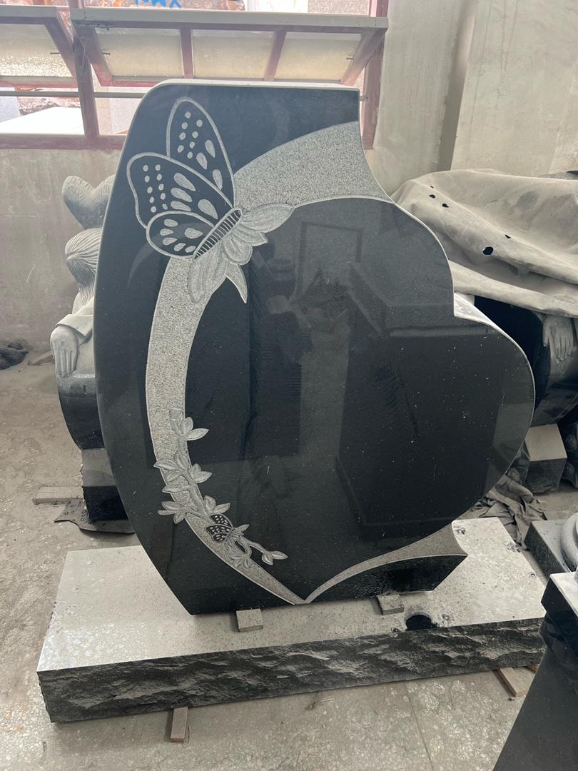 Jet Black Granite Butterfly Headstone Memorial – Custom Engraved ...